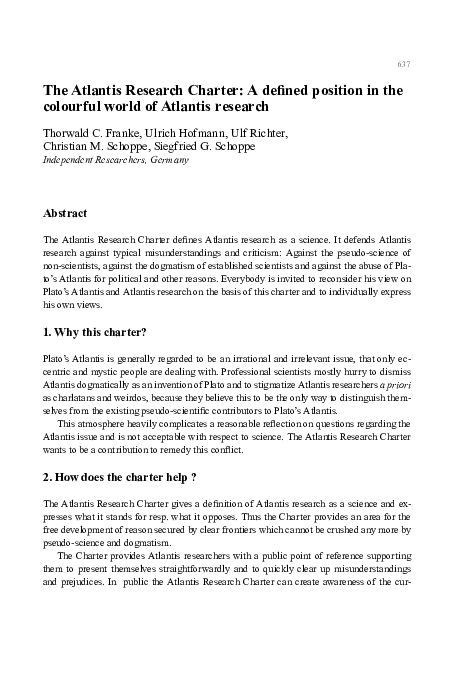 (PDF) The Atlantis Research Charter: A defined position in the ...
