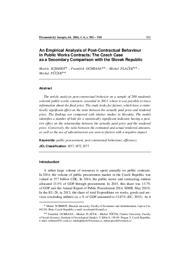 (PDF) An Empirical Analysis of Post-contractual Behaviour Regarding ...