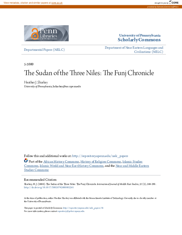 (PDF) The Sudan of the Three Niles: The Funj Chronicle