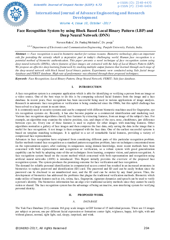 Pdf Face Recognition System By Using Block Based Local Binary Pattern Lbp And Deep Neural