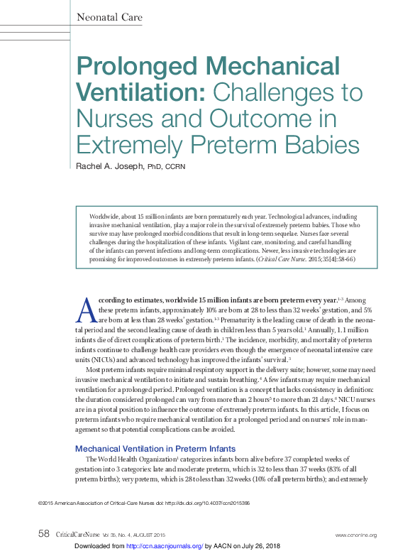 (PDF) Prolonged Mechanical Ventilation: Challenges to Nurses and ...