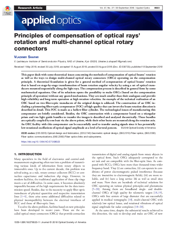 (PDF) Principles of compensation of optical rays’ rotation and multi ...