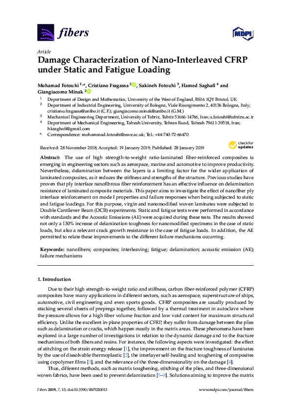 (PDF) Damage Characterization of Nano-Interleaved CFRP under Static and Fatigue Loading