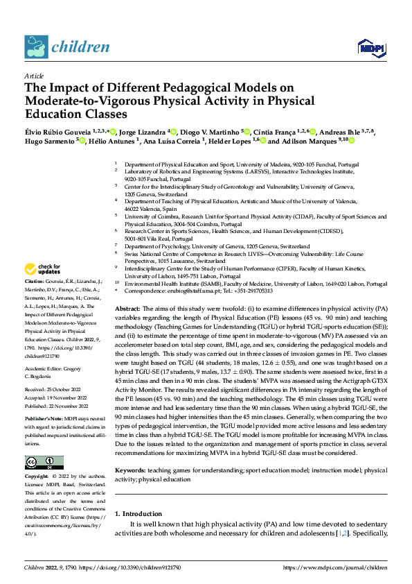 (PDF) The Impact of Different Pedagogical Models on Moderate-to ...