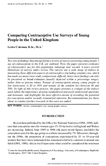(PDF) Comparing Contraceptive Use Surveys of Young People in the United ...