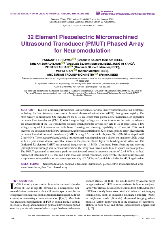 (PDF) 32 Element Piezoelectric Micromachined Ultrasound Transducer ...