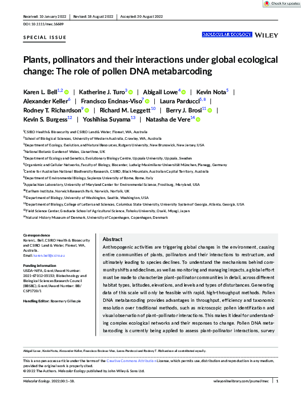 (PDF) Plants, pollinators and their interactions under global ...