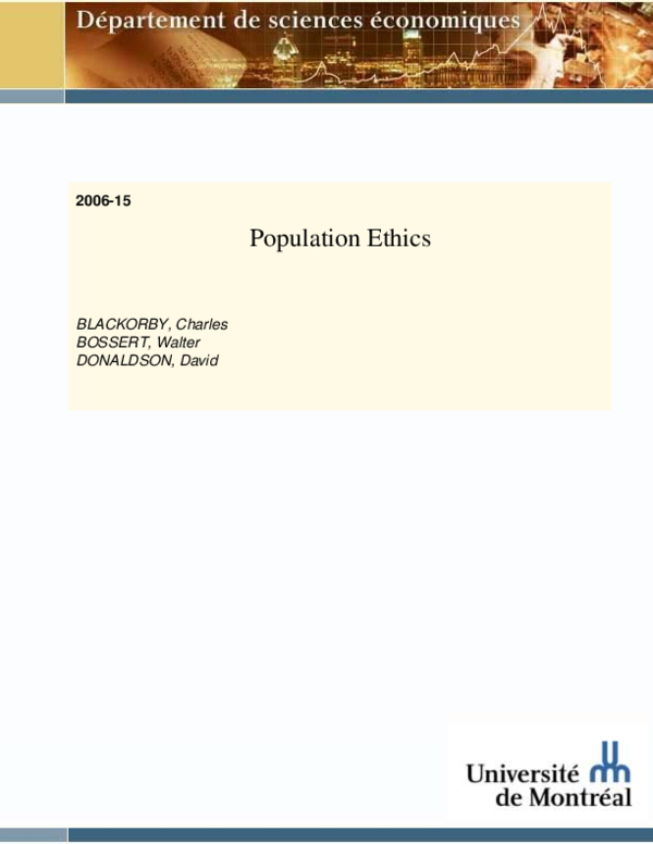 (PDF) Population Ethics
