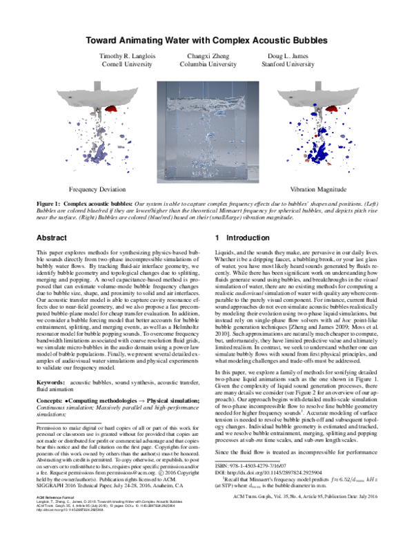 (PDF) Toward animating water with complex acoustic bubbles