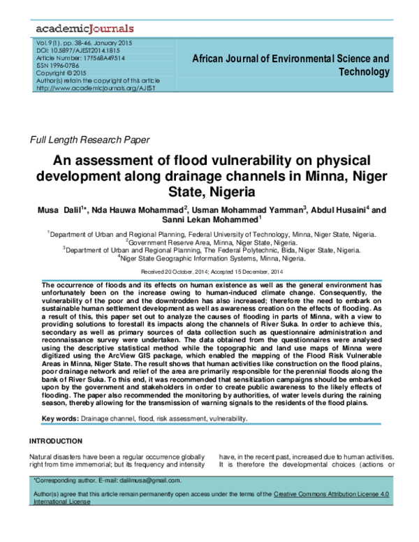 (PDF) An assessment of flood vulnerability on physical development along drainage channels in ...