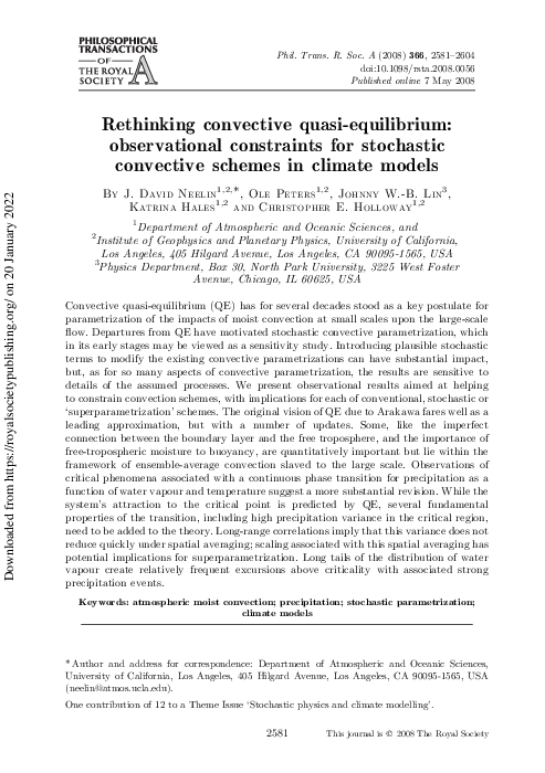 Pdf Rethinking Convective Quasi Equilibrium Observational