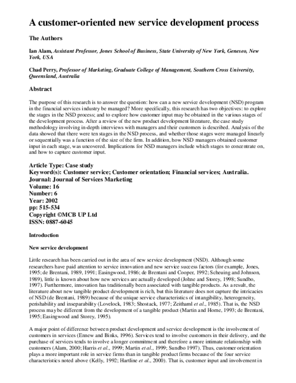 (PDF) A customer‐oriented new service development process