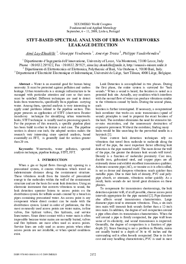 (PDF) STFT-based spectral analysis of urban waterworks leakage detection
