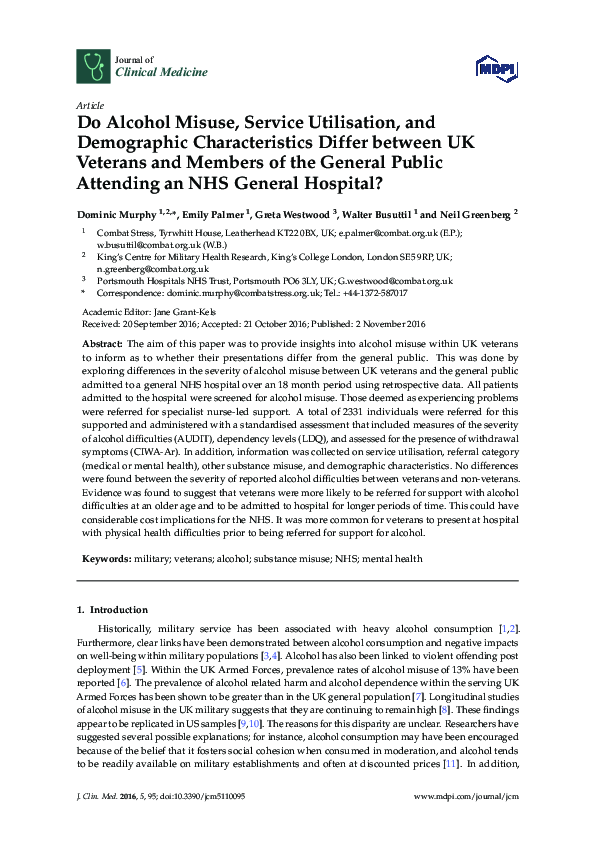 (PDF) Do Alcohol Misuse, Service Utilisation, and Demographic ...