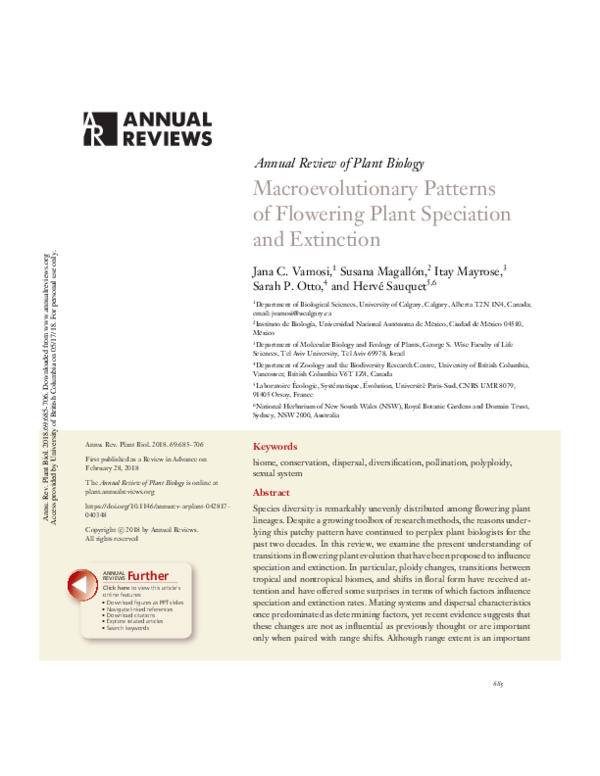 (PDF) Macroevolutionary Patterns of Flowering Plant Speciation and ...