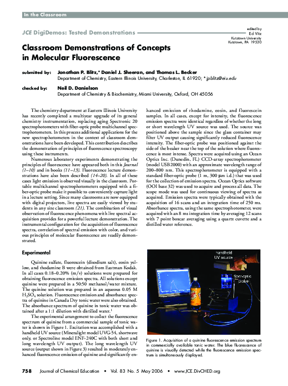 (PDF) Classroom Demonstrations of Concepts in Molecular Fluorescence