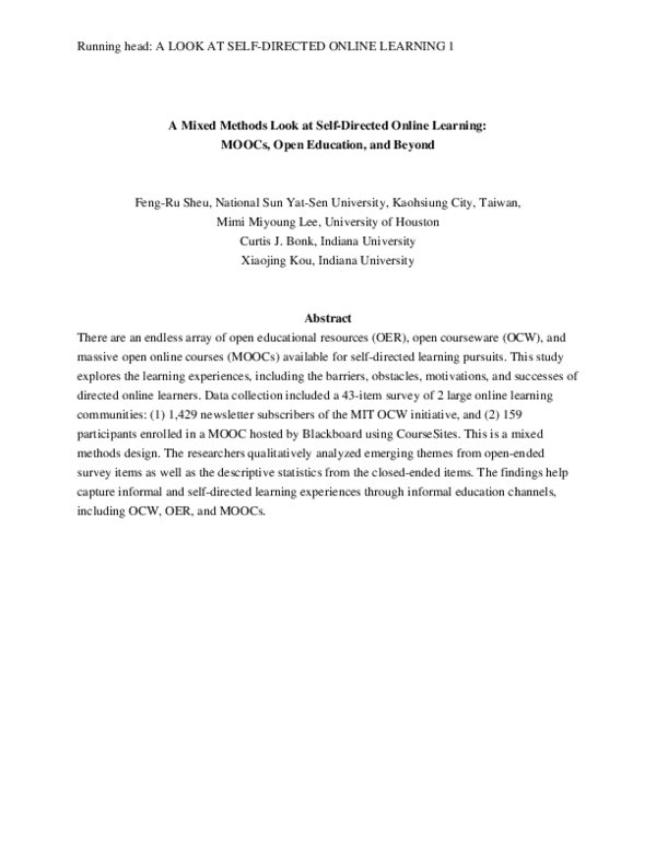 (PDF) A Qualitative Look at Self-Directed Online Learning