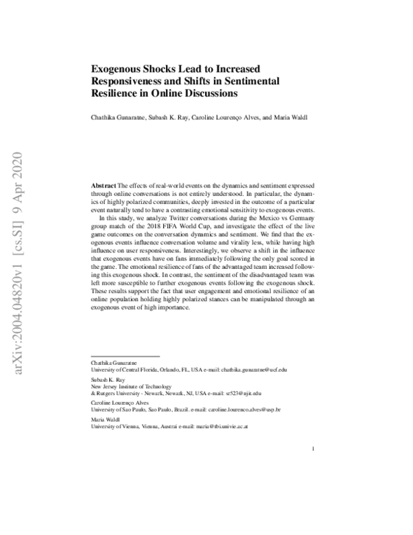 (PDF) Exogenous Shocks Lead to Increased Responsiveness and Shifts in ...