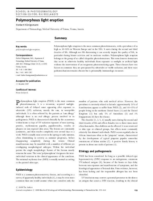 (PDF) Polymorphous light eruption