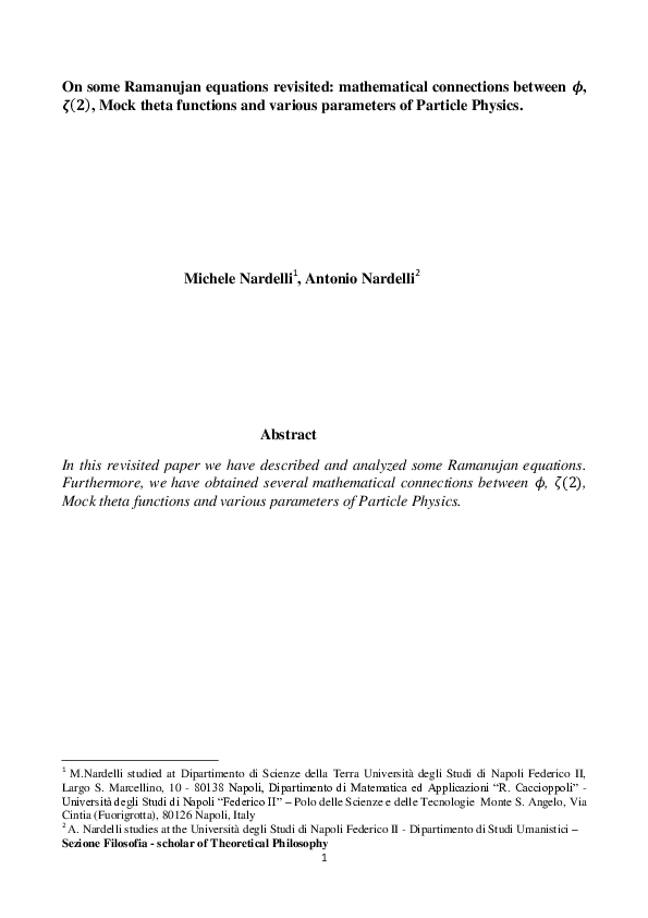 Pdf On Some Ramanujan Equations Revisited Mathematical Connections