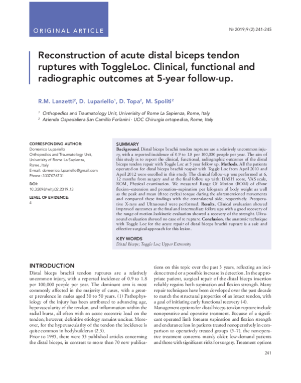 (PDF) Reconstruction of acute distal biceps tendon ruptures with ...