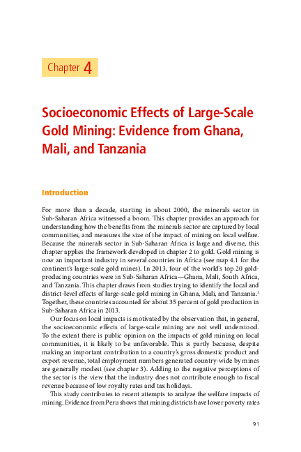 (PDF) Socioeconomic Effects of Large-Scale Gold Mining: Evidence from Ghana, Mali, and Tanzania
