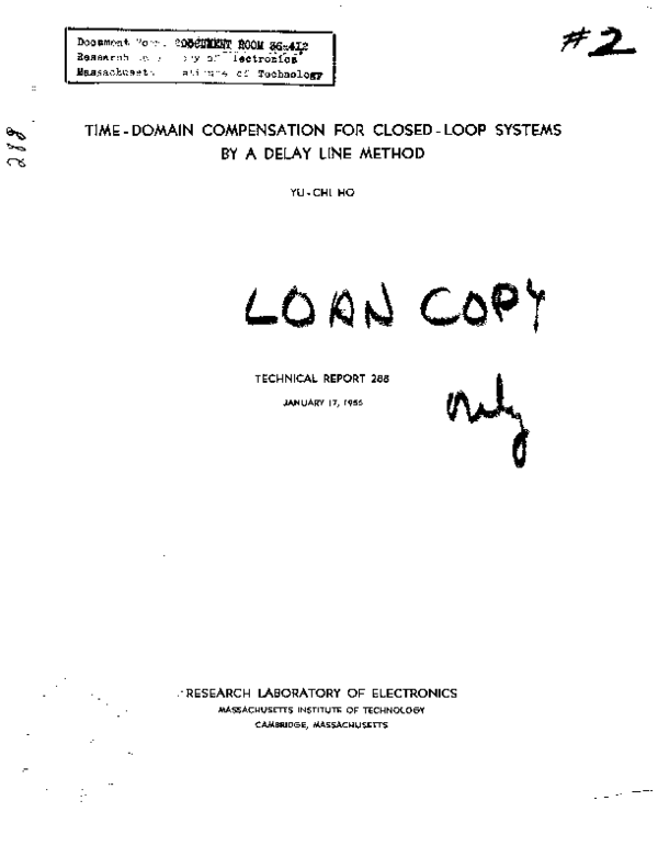 Pdf Time Domain Compensation For Closed Loop Systems By A Delay Line Method