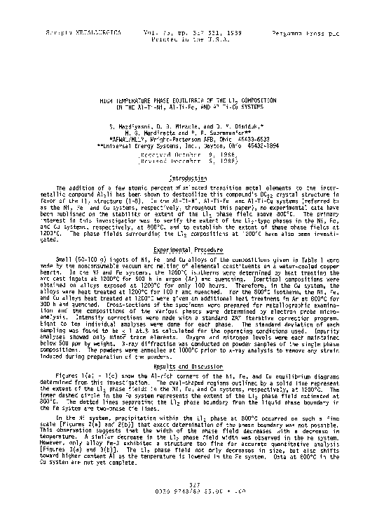 (PDF) High temperature phase equilibria of the Ll2 composition in the ...