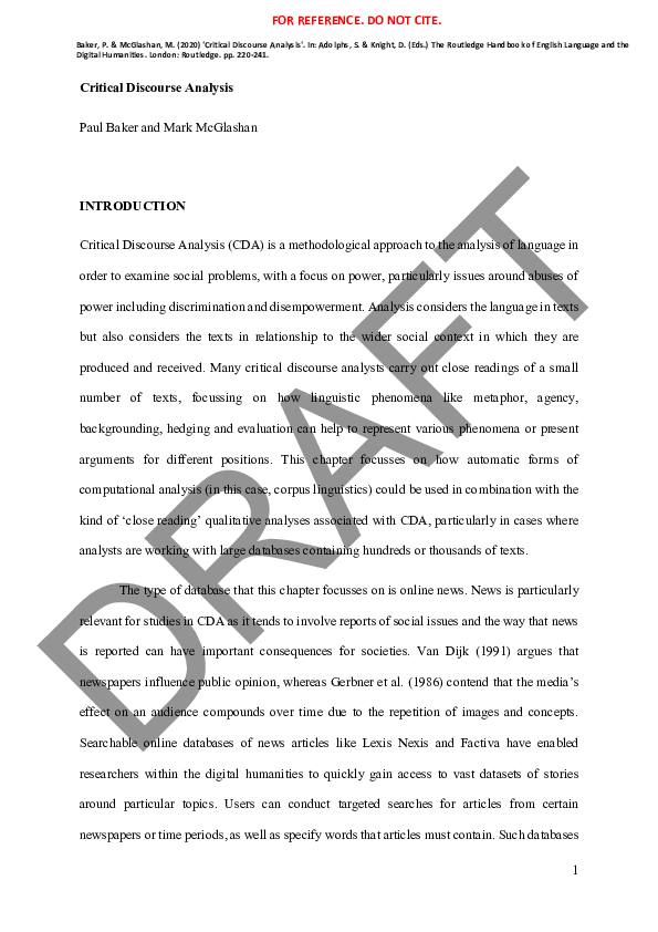 (PDF) Critical Discourse Analysis