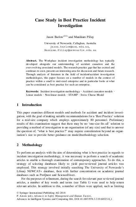 (PDF) Case Study in Best Practice Incident Investigation | Manikam ...