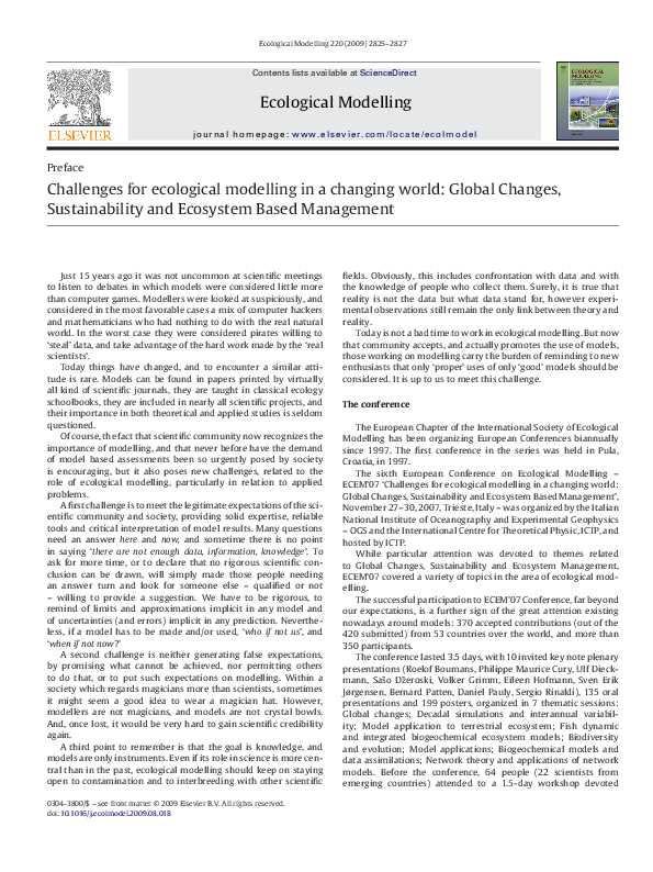 (PDF) Challenges for ecological modelling in a changing world: Global ...