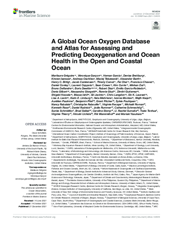 (PDF) A Global Ocean Oxygen Database and Atlas for Assessing and ...