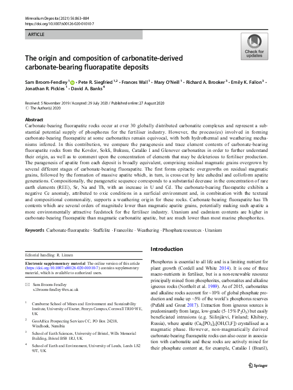(PDF) The origin and composition of carbonatite-derived carbonate ...