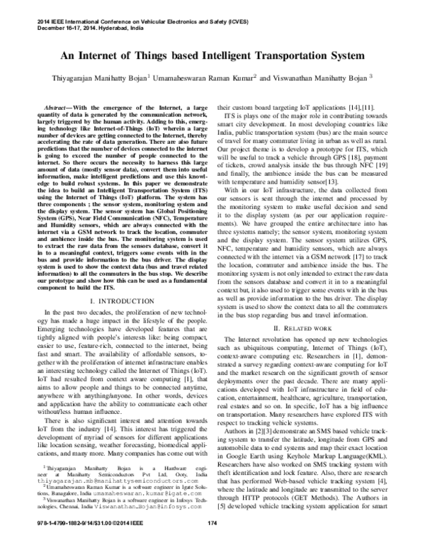 (PDF) An internet of things based intelligent transportation system