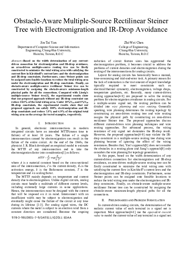 Pdf Obstacle Aware Multiple Source Rectilinear Steiner Tree With Electromigration And Ir Drop
