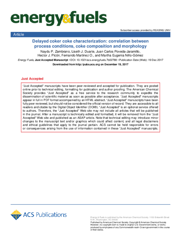 (PDF) Delayed Coker Coke Characterization: Correlation between Process ...