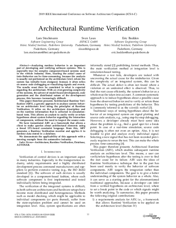 Pdf Architectural Runtime Verification