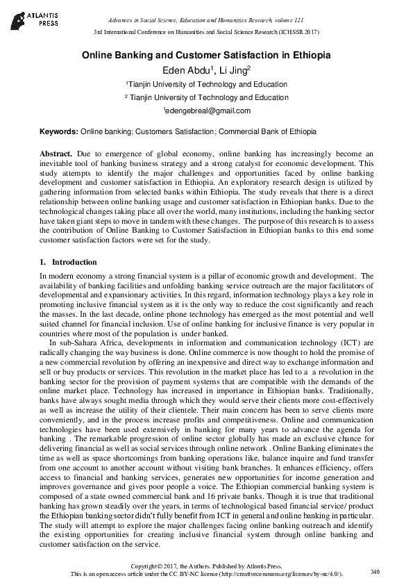 (PDF) Online Banking and Customer Satisfaction in Ethiopia