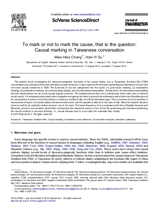 (PDF) To mark or not to mark the cause, that is the question: Causal ...