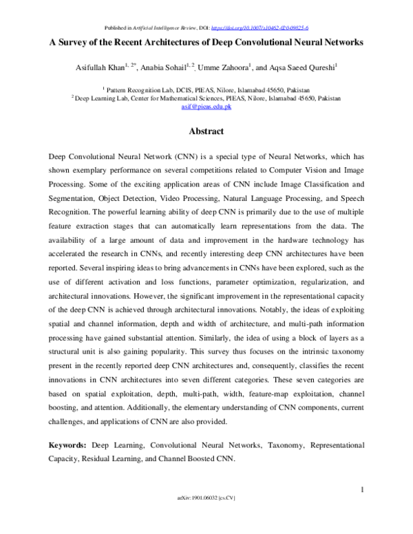 (PDF) A survey of the recent architectures of deep convolutional neural ...
