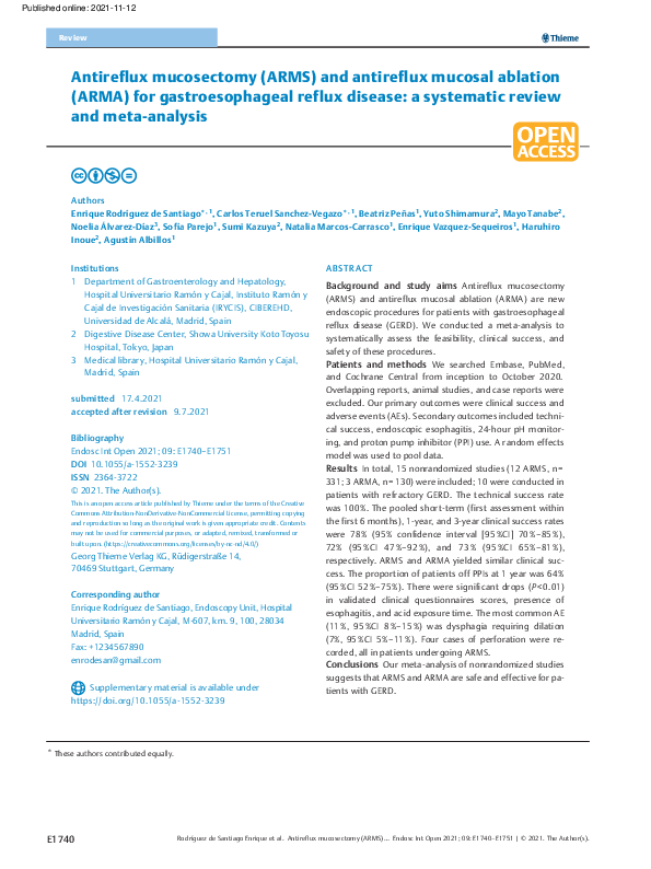Pdf Antireflux Mucosectomy Arms And Antireflux Mucosal Ablation Arma For Gastroesophageal