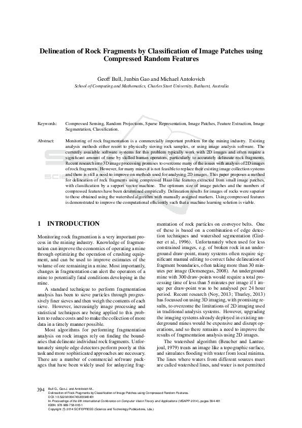 (PDF) Delineation of rock fragments by classification of image patches using compressed random ...