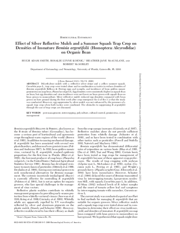 (PDF) Effect of Silver Reflective Mulch and a Summer Squash Trap Crop ...