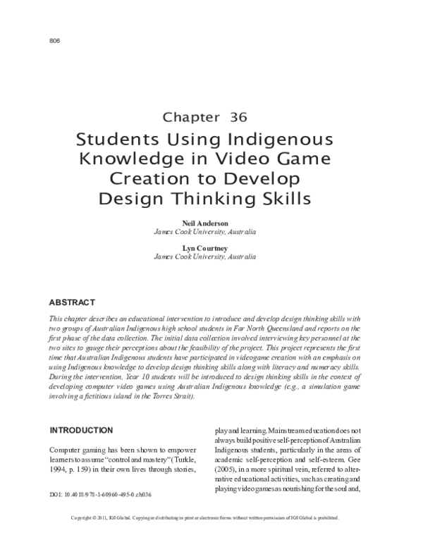 (PDF) Students Using Indigenous Knowledge in Video Game Creation to ...