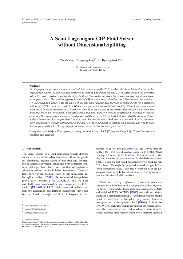 (PDF) A Semi-Lagrangian CIP Fluid Solver without Dimensional Splitting