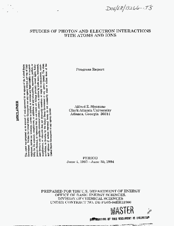 (PDF) Studies of photon and electron interactions with atoms and ions ...