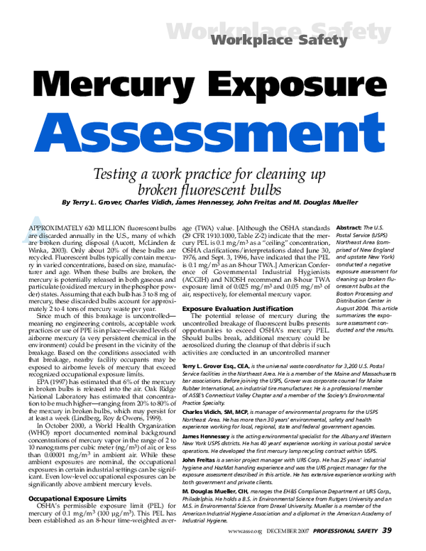 (PDF) Workplace SafetyWorkplace Safety A Mercury Exposure Assessment