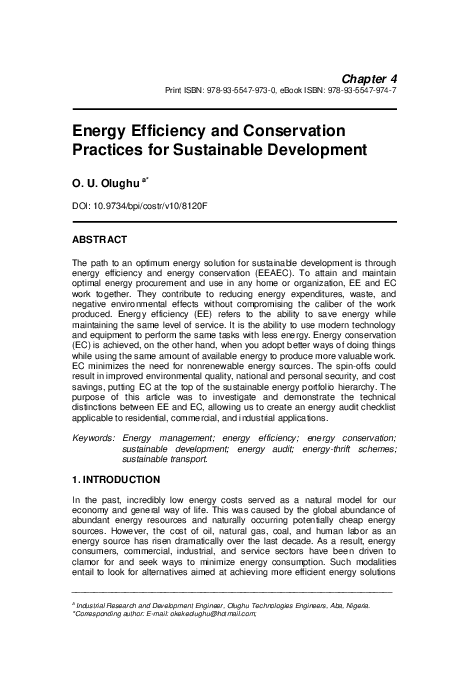 (PDF) Energy Efficiency and Conservation Practices for Sustainable ...