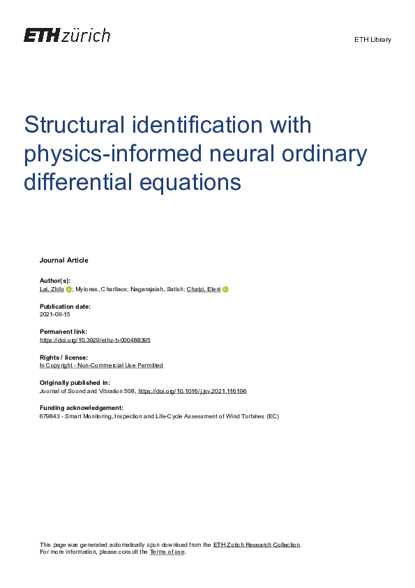 (PDF) Structural identification with physics-informed neural ordinary differential equations ...