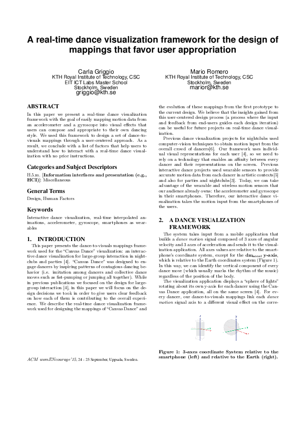 (PDF) A real-time dance visualization framework for the design of ...